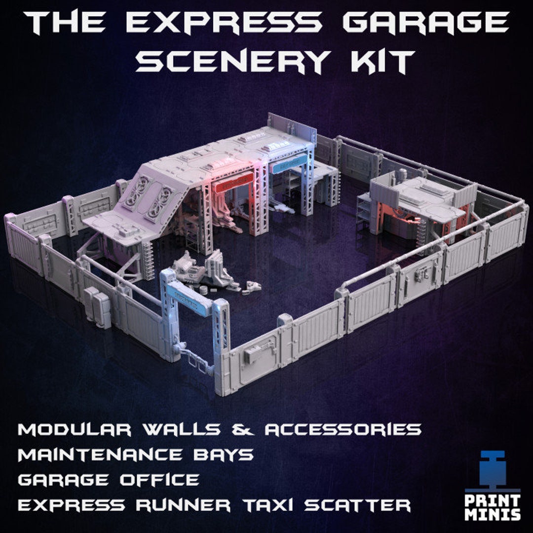 Express Garage Scenery Kit |wargame|tabletop|rpg|20 Mm|28 Mm|32 Mm ...