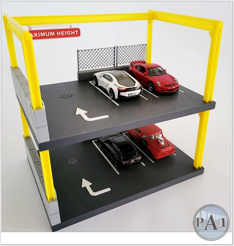 Stackable Parking Garage Two Levels Hotwheels|matchbox|siku|model Cars ...