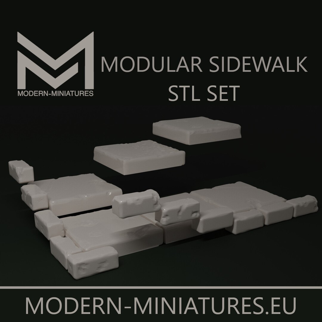 Modular Sidewalk Set |wargame|tabletop|rpg|20 Mm|28 Mm|32 Mm|miniature ...