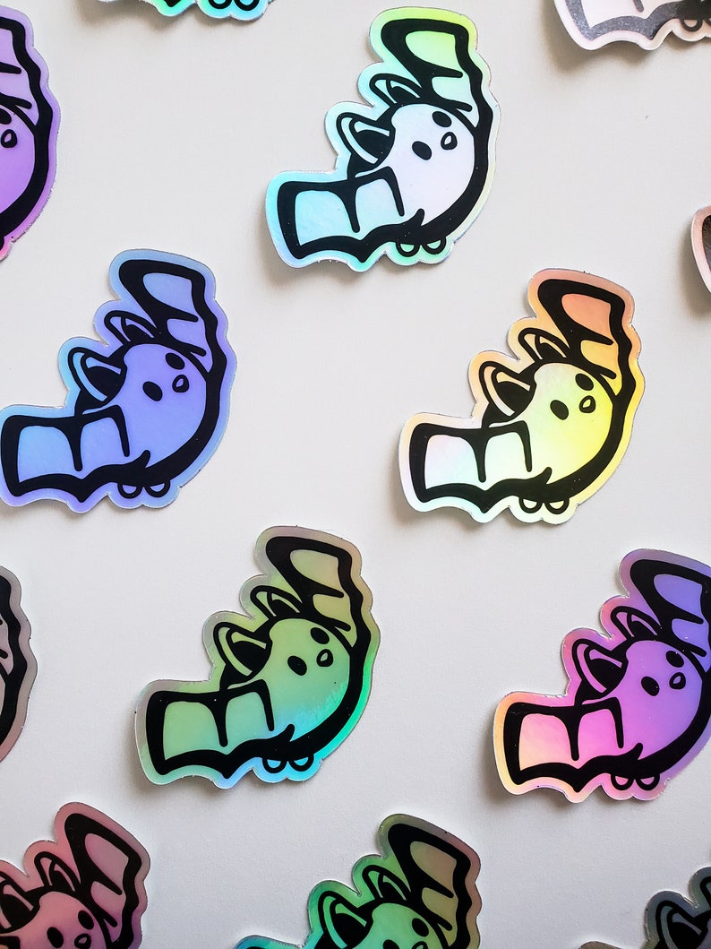 Bat Bat Sticker Cute Illustrated Sticker Holographic Vinyl - Etsy