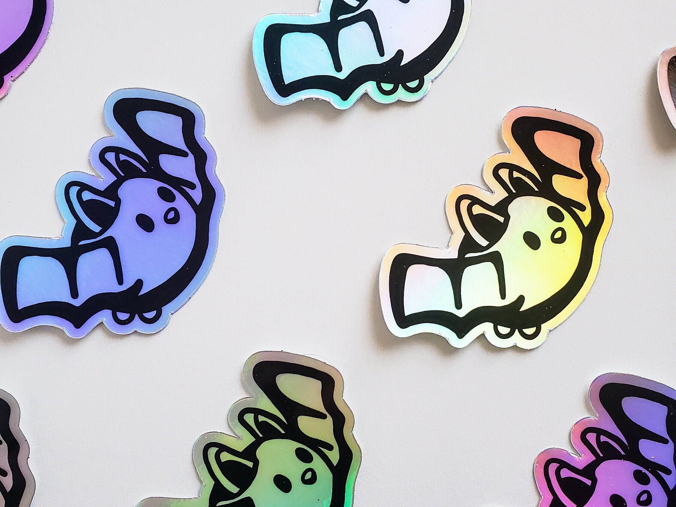 Bat Bat Sticker Cute Illustrated Sticker, Holographic Vinyl Sticker ...