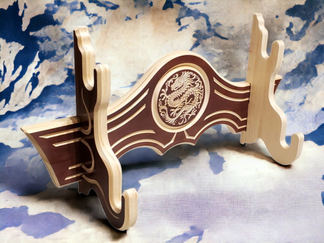 Handmade Wooden Dragon Sword Wall Mount Sword Holder Shelf Handmade ...