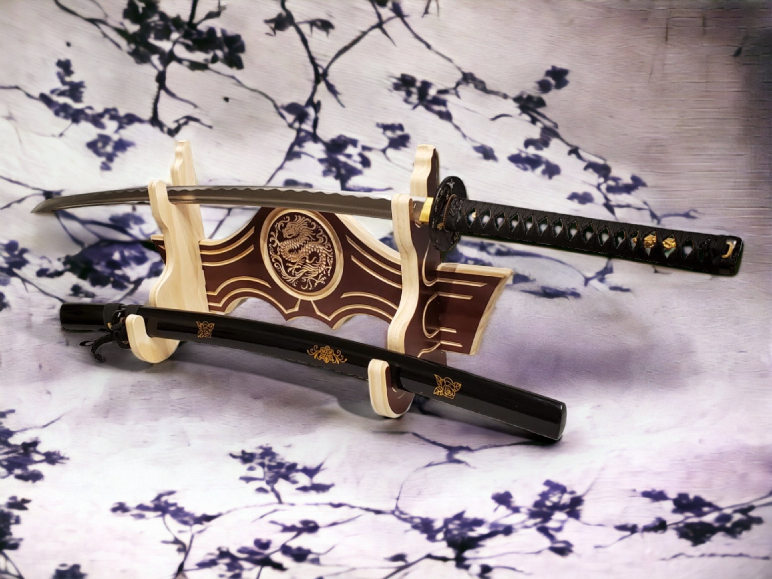Handmade Wooden Dragon Sword Wall Mount Sword Holder Shelf Handmade ...