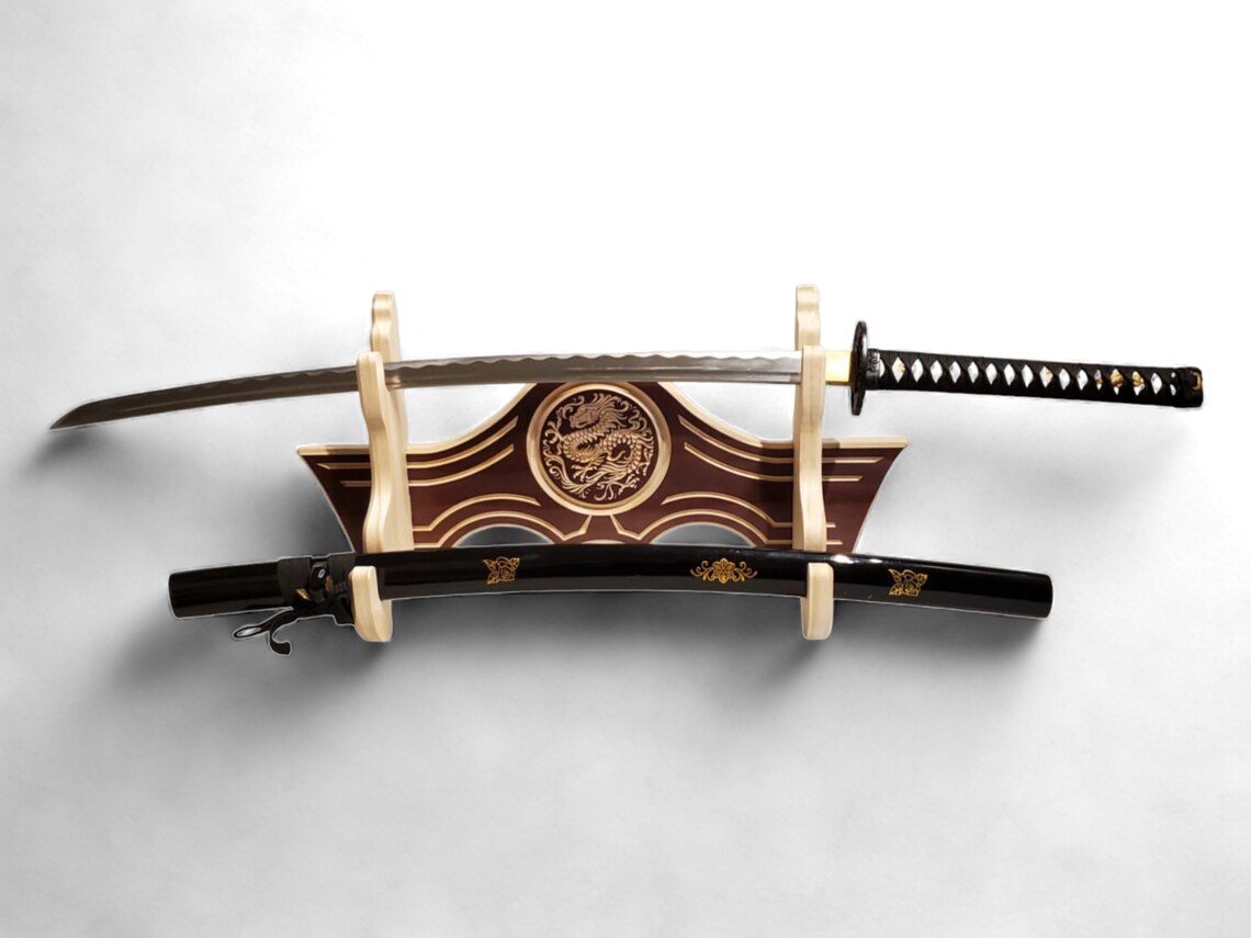 Handmade Wooden Dragon Sword Wall Mount Sword Holder Shelf Handmade ...