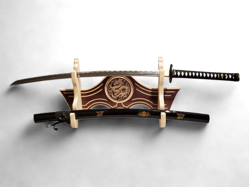 Handmade Wooden Dragon Sword Wall Mount Sword Holder Shelf Handmade ...