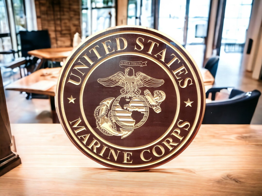 Handmade the United States Marine Corps Wooden Carving Armed Forces ...