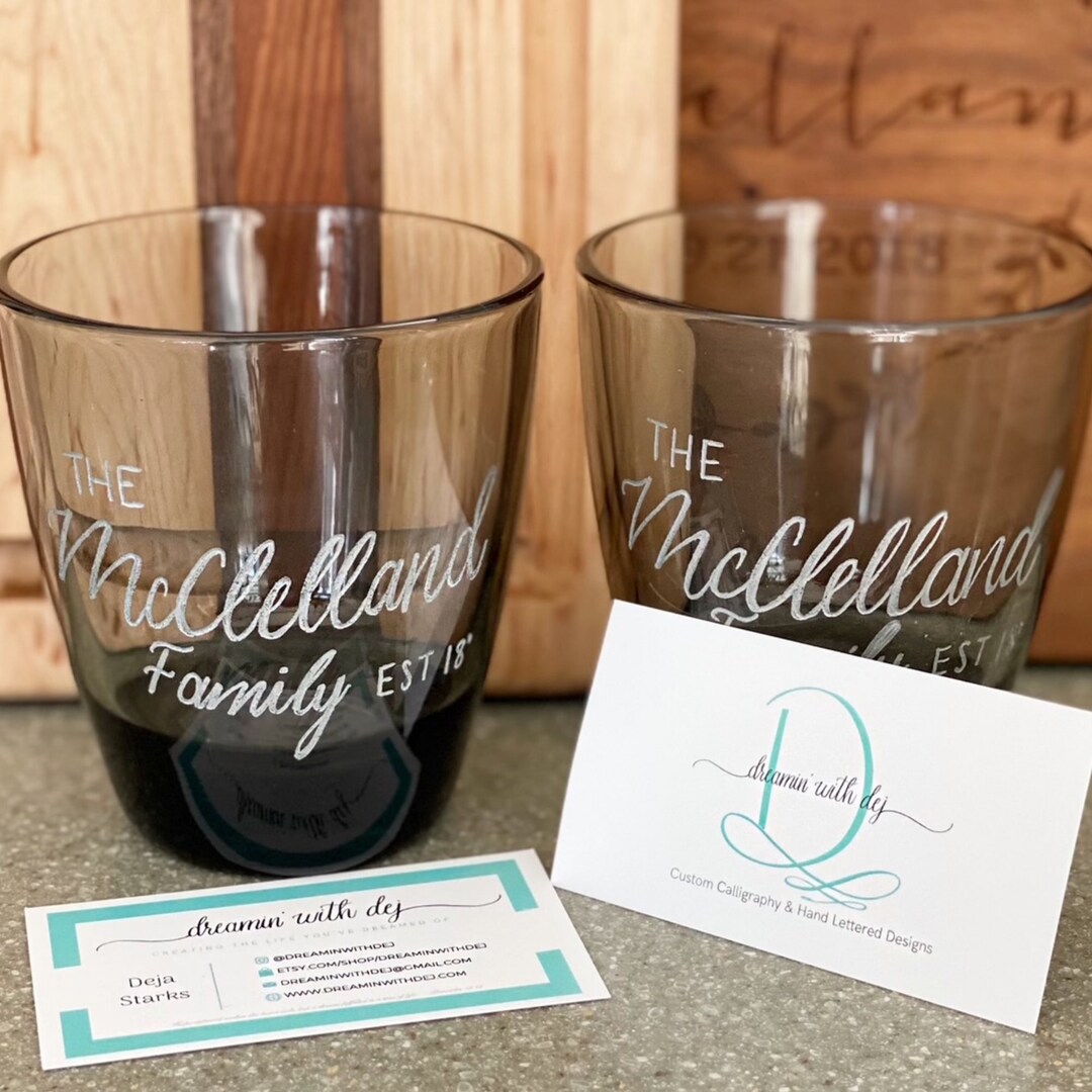 2 Personalized Custom Hand Engraved Cups | Family Named Engraved Cups ...