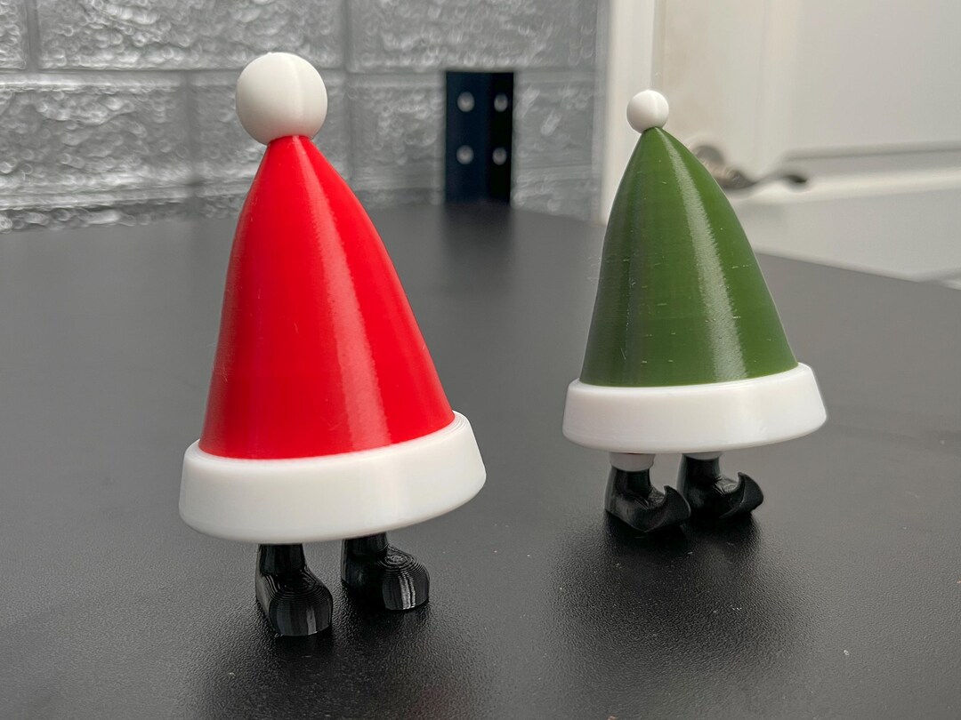 Santa Hat and Elf Hat With Pop-out Legs Cute Christmas Decor Funny ...