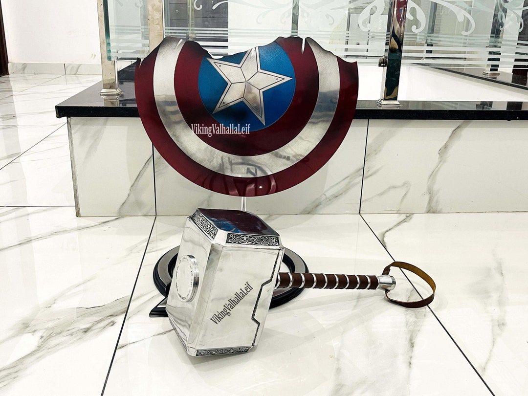 Captain America Broken Shield Avenger Endgame Shield and Thor Hammer ...