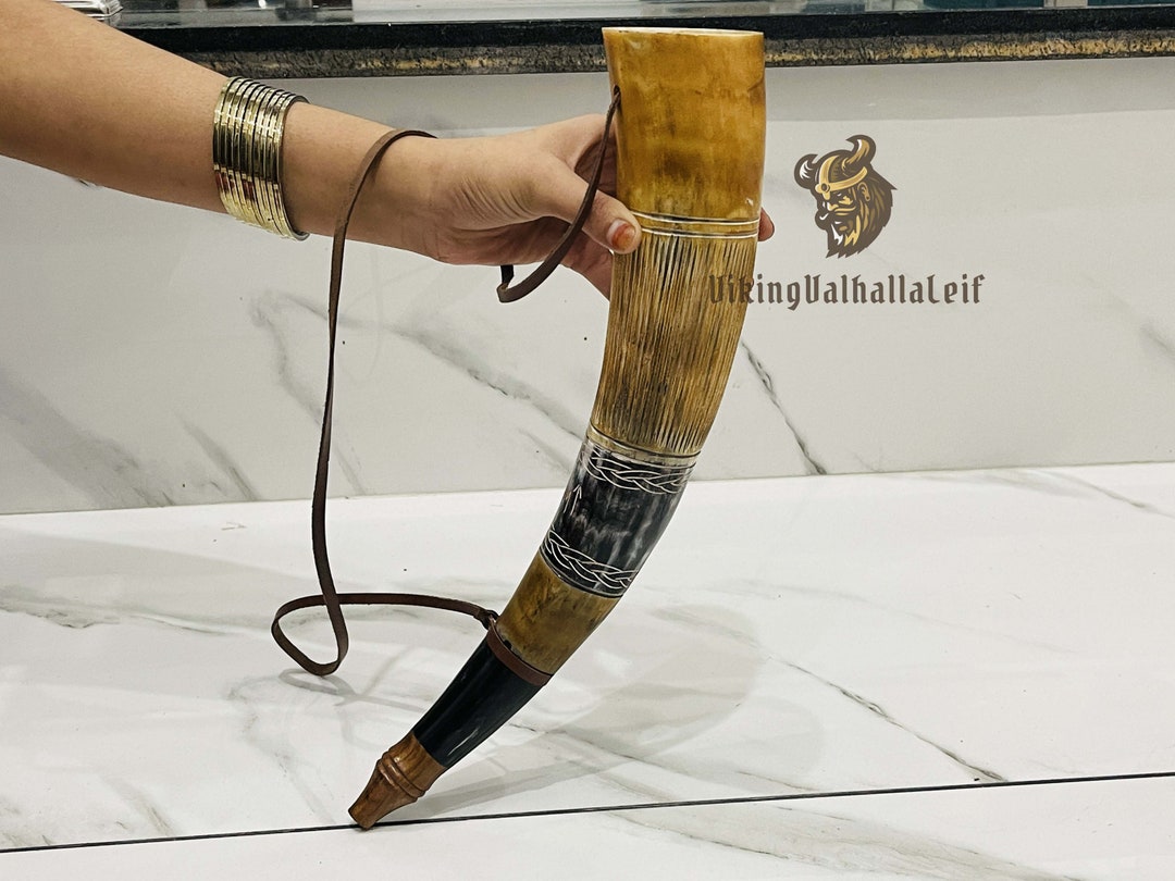 Viking Blowing Cow Horn Whistle Medieval Bull Sounding Horn Viking ...