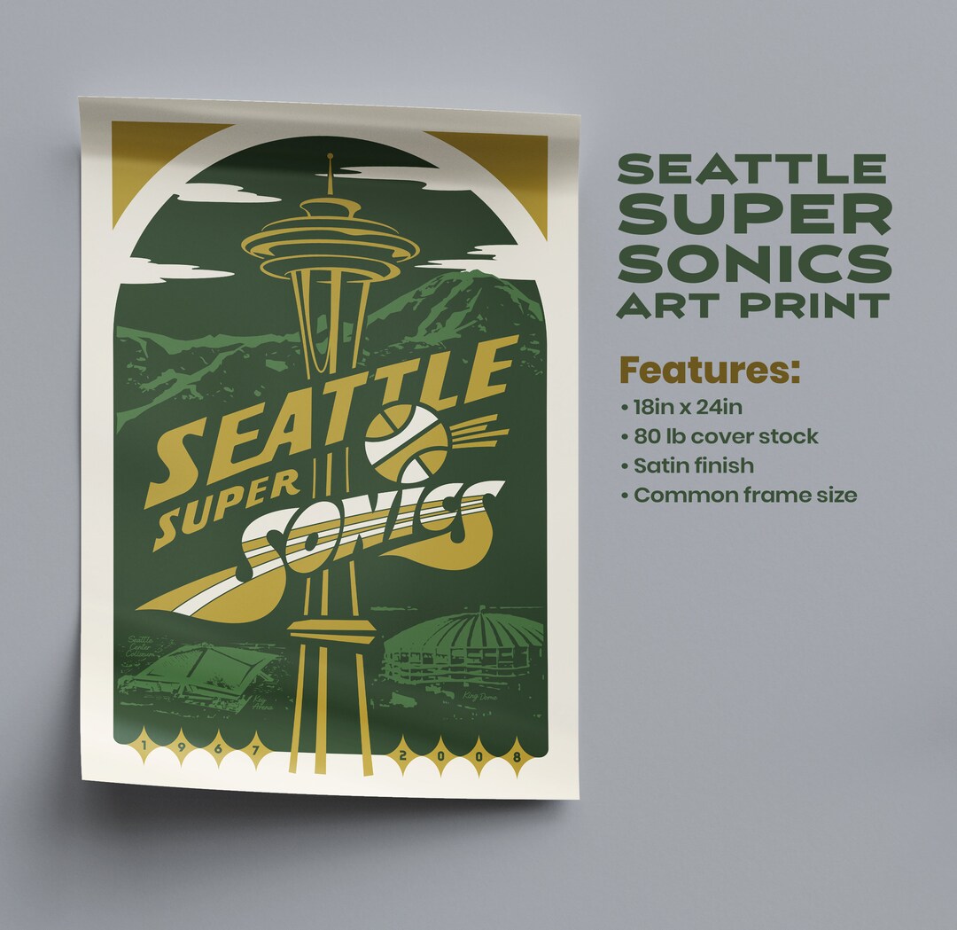 Seattle Super Sonics NBA Vintage Poster Art Print - Etsy