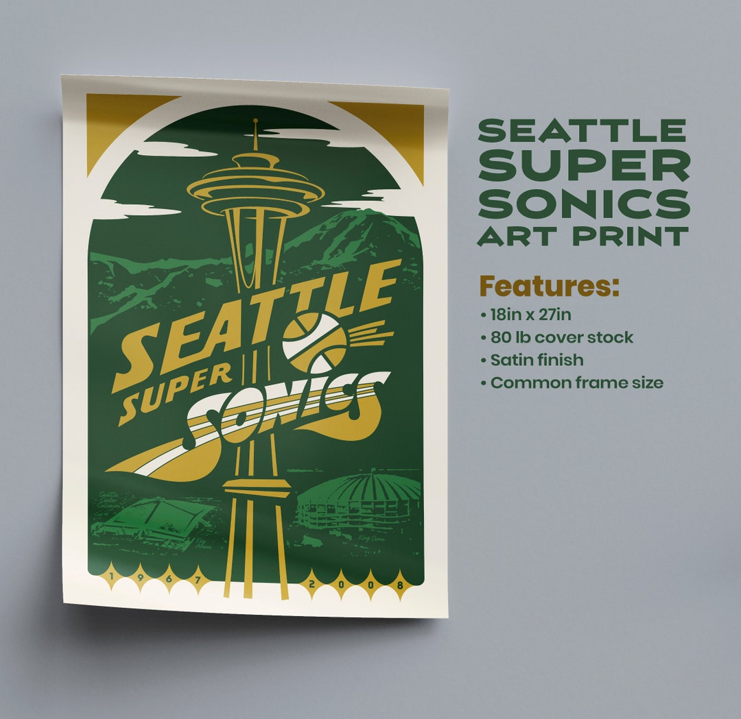 Seattle Super Sonics NBA Vintage Poster Art Print 18”x27” - Etsy