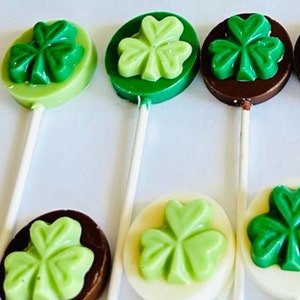 24 St. Patrick Chocolate Lollipop, Mini Shamrock Lollipop, St. Patrick ...