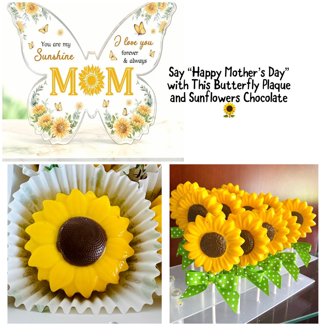 Mothers Day Butterfly Plaque and Sunflowers Lollipop Gift Set ...