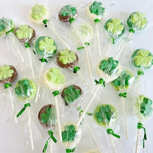 24 St. Patrick Chocolate Lollipop, Mini Shamrock Lollipop, St. Patrick ...