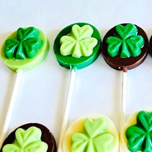 24 St. Patrick Chocolate Lollipop, Mini Shamrock Lollipop, St. Patrick ...