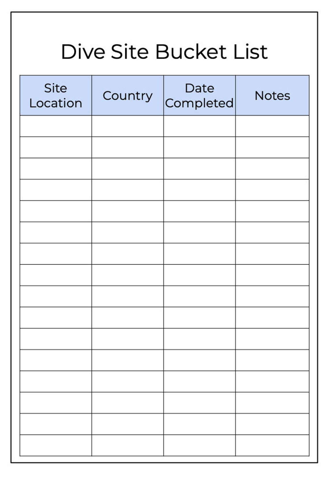 Printable Minimalist Scuba Diving Log Book| Dive Logger | Diving Log ...