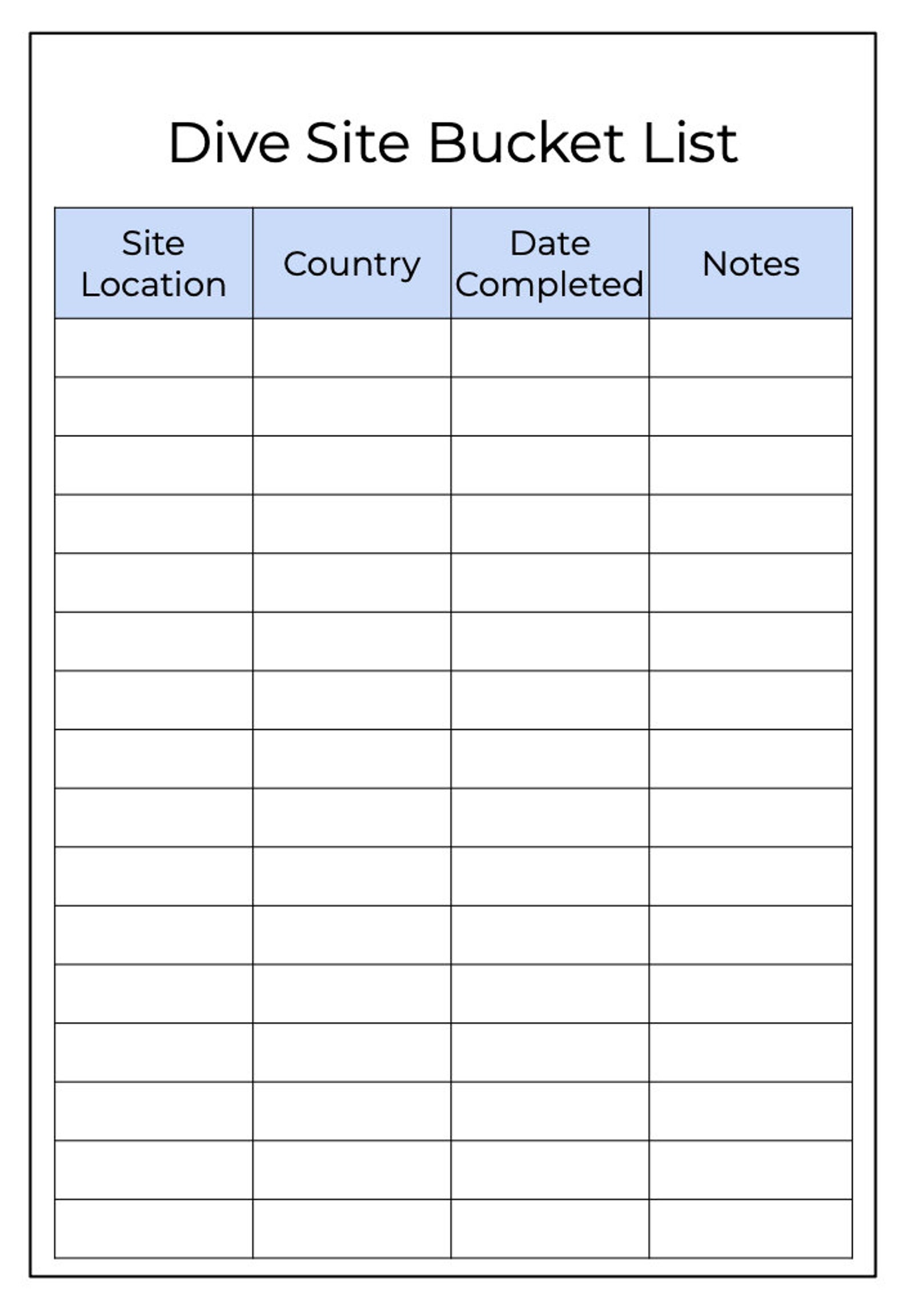 Printable Minimalist Scuba Diving Log Book| Dive Logger | Diving Log ...