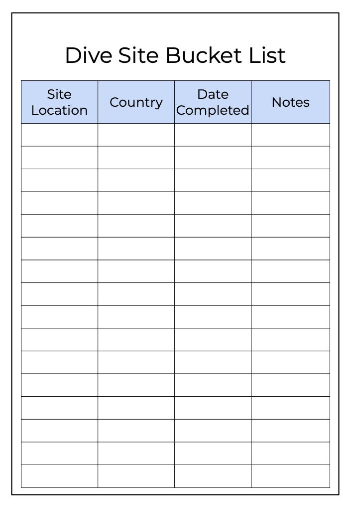 Printable Minimalist Scuba Diving Log Book| Dive Logger | Diving Log ...