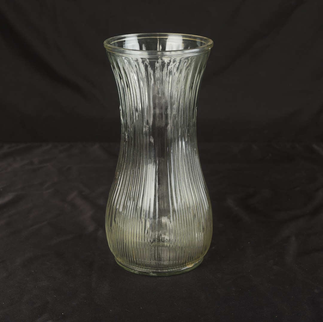 Vintage Clear Ribbed Hoosier Glass Vase 4087 – MCM Sandwich Glass, 9 3/ ...