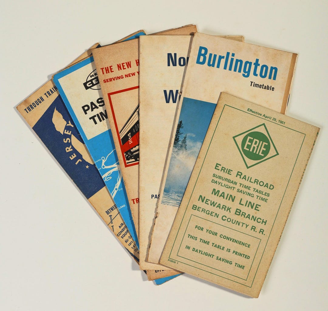 Vintage Railroad Timetables Lot (6) – 1940s–1960s Northeast Trains ...