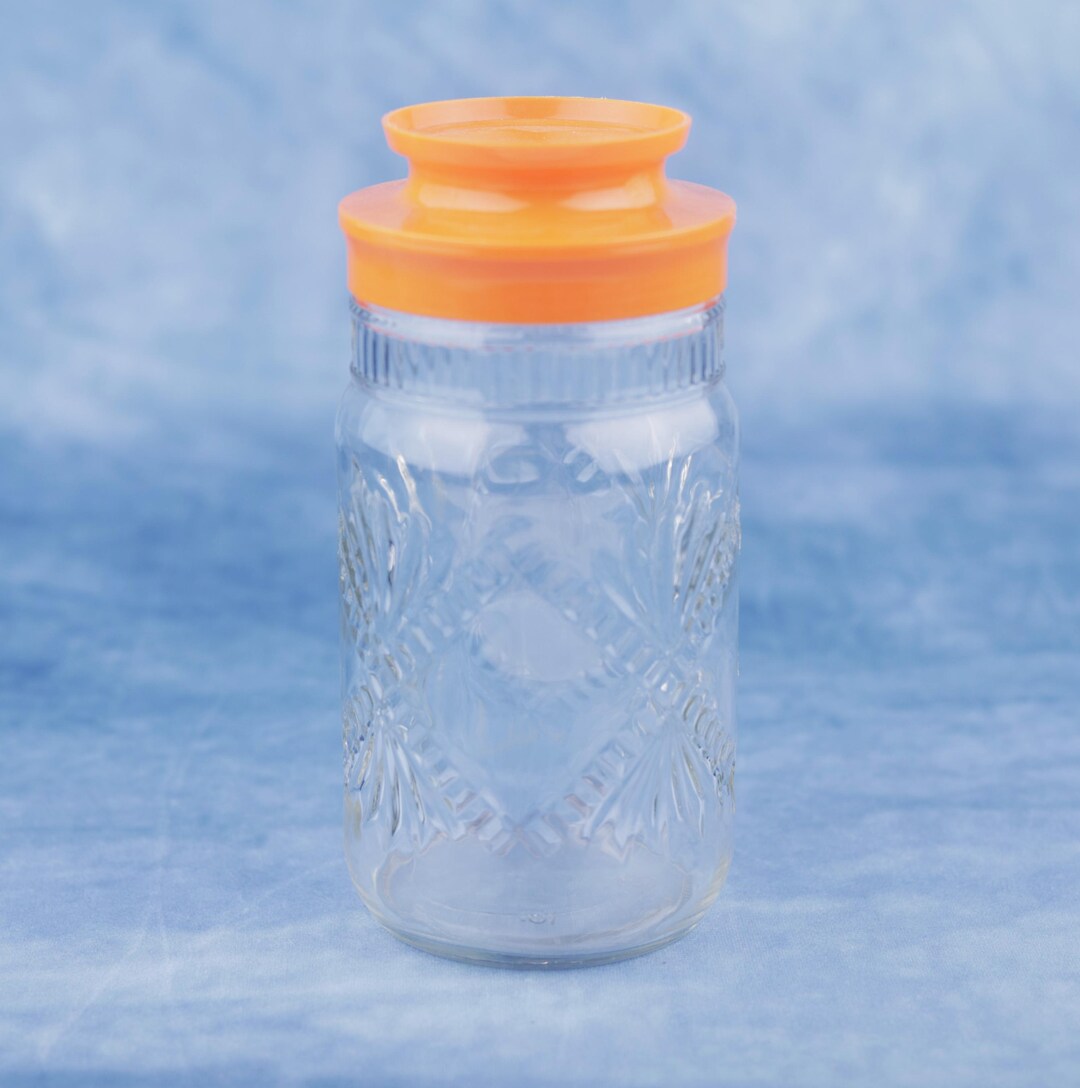 1970s Anchor Hocking Clear Glass Tang Jar Vintage Diamond Pattern Jar ...