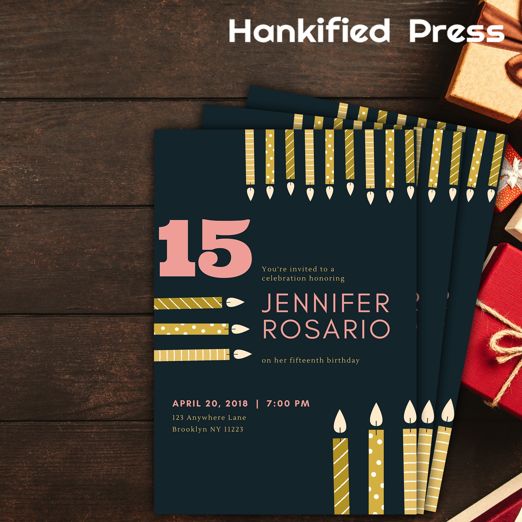 Candles Birthday Invitation Card 5x7 Editable PDF File Instant Download ...