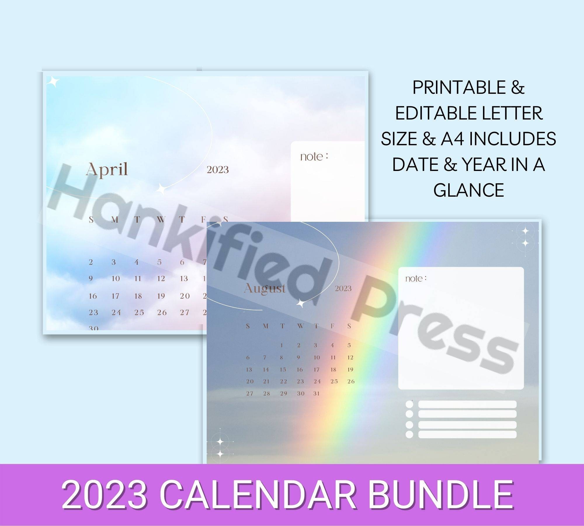 Rainbow Fun 2023 Calendar Printable Calendar 2023 Monthly Planner - Etsy
