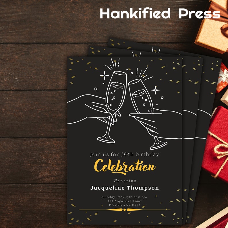 30th Birthday Invitation Card 5x7 Editable PDF File Instant Download ...