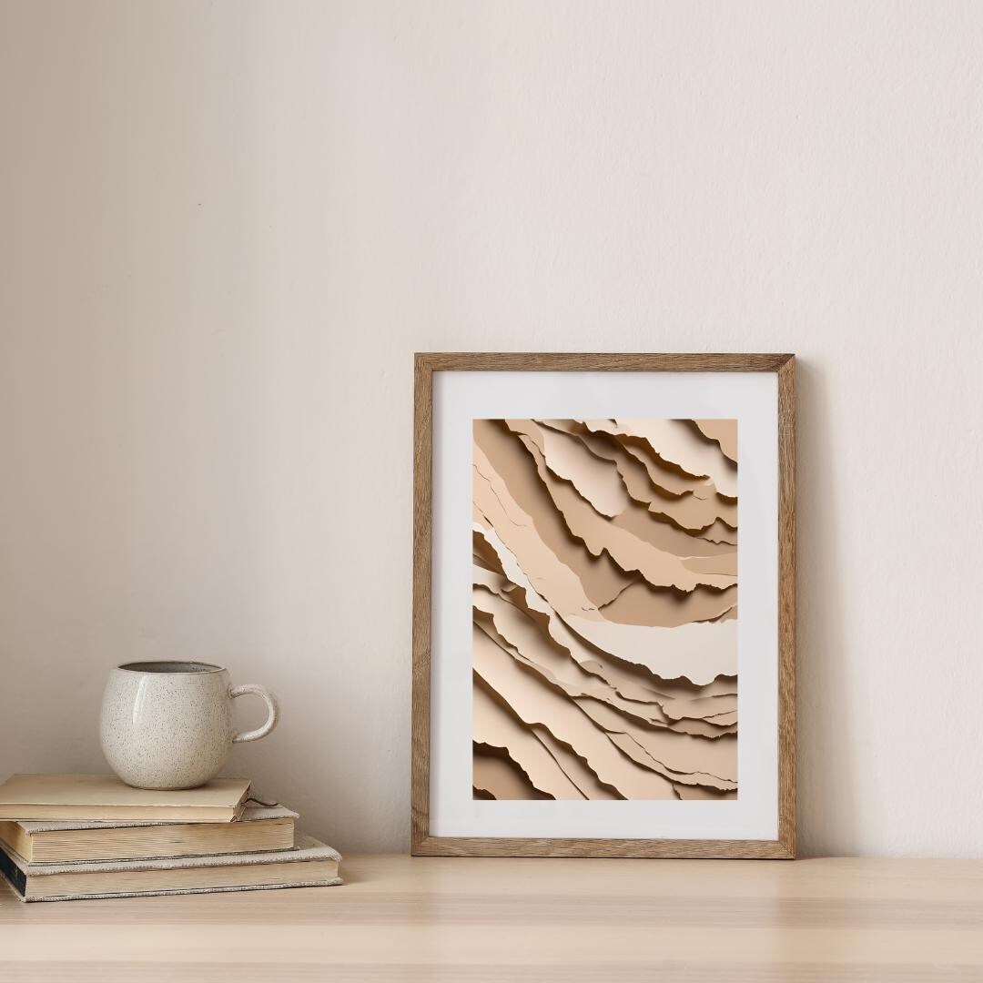 Beige Color Palette, Layered Ripped Paper Design - 3:4 Ratio / 960px X ...