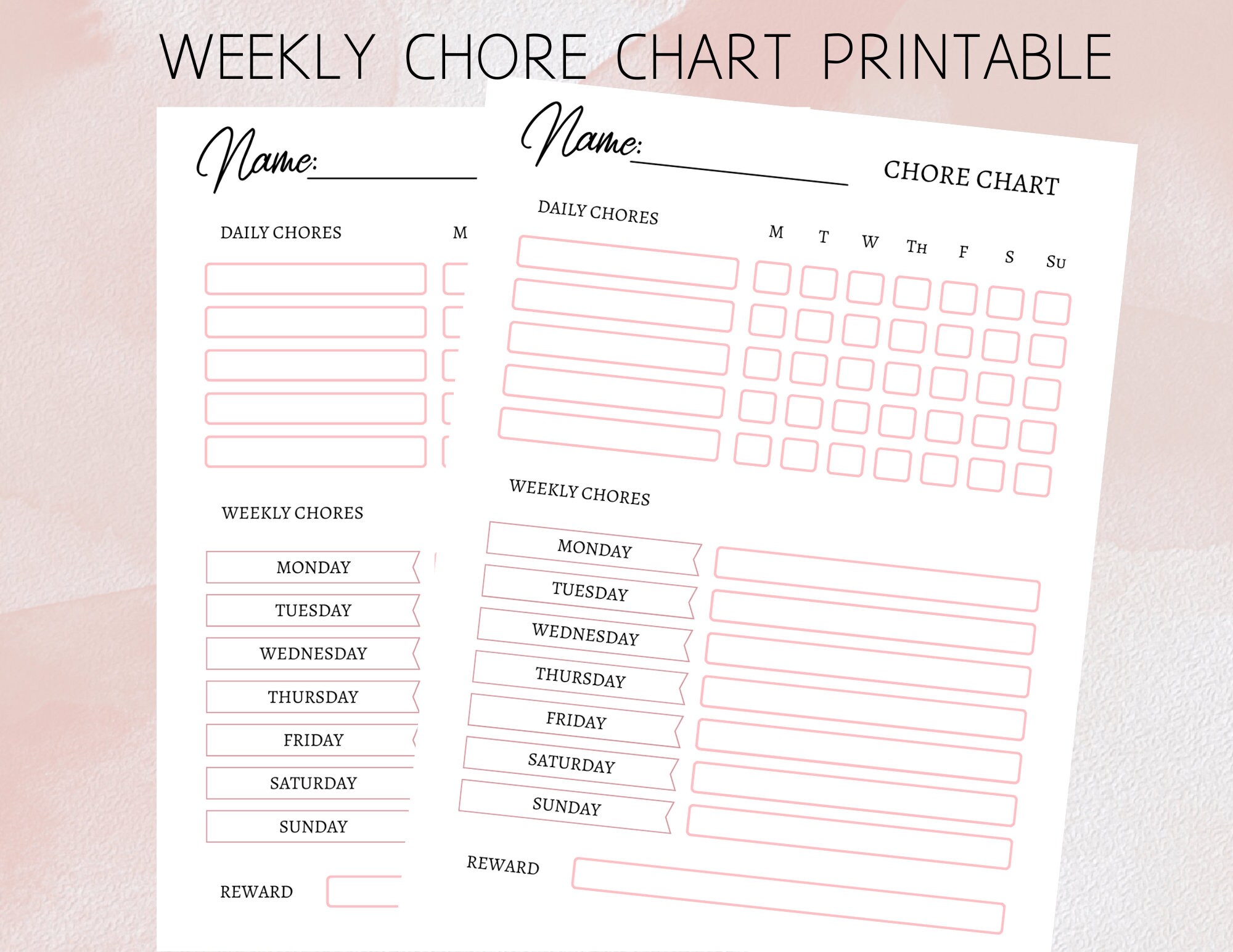 Weekly Chore Chart Printable, Family Chore Chart Printable ...