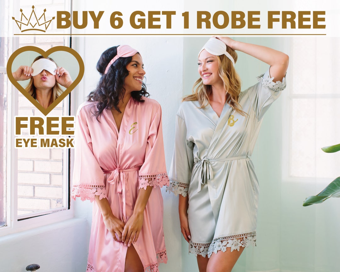 Sage Green Bridesmaid Robes Satin Silk Lace Robes Best - Etsy