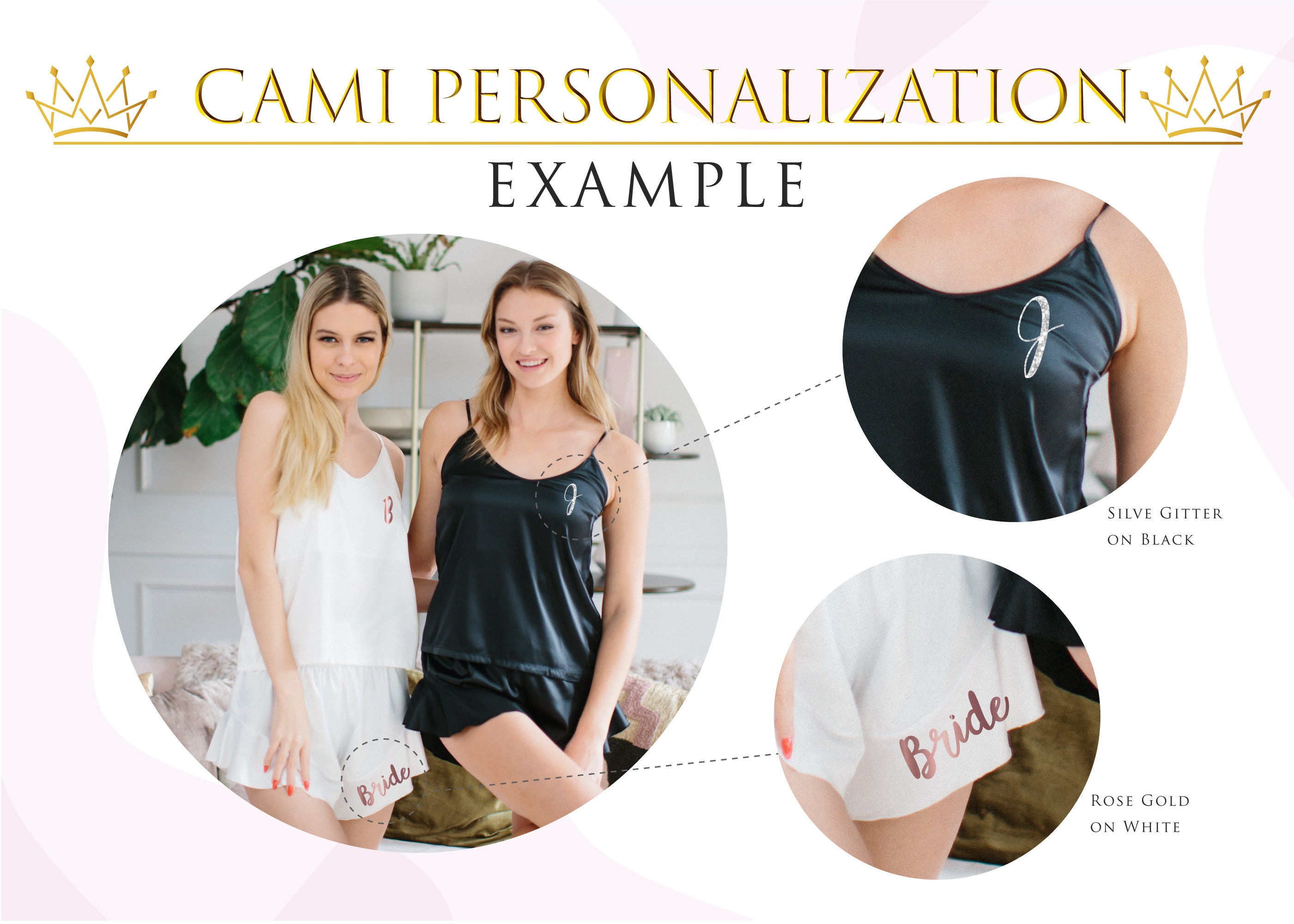 Satin Cami Set Camisole Set Bridal Party Cami Sets Black | Etsy Australia