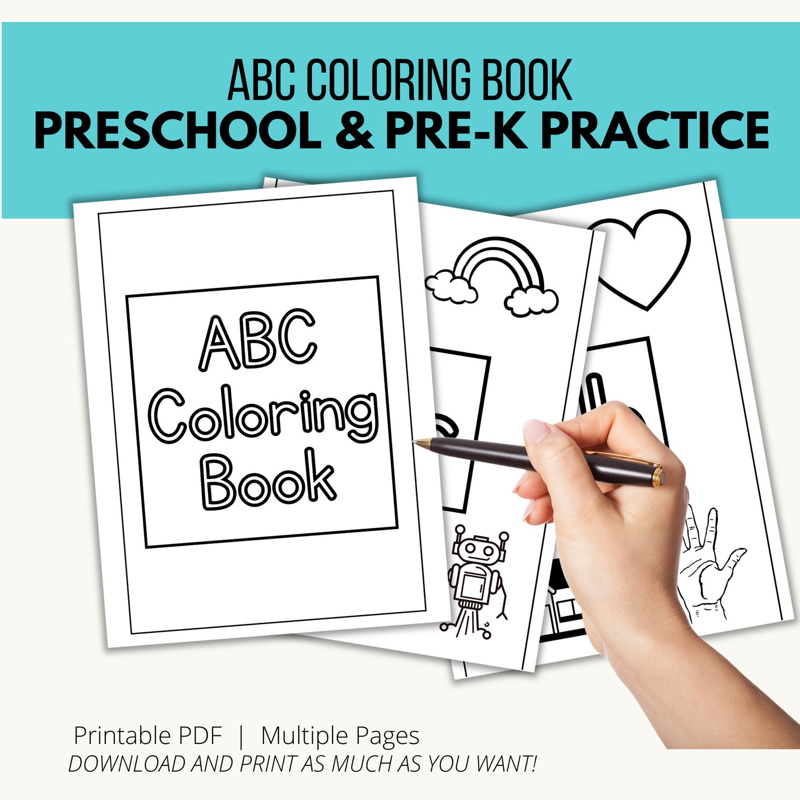 ABC Coloring Book Alphabet Coloring Book ABC Prek Preschool Practice ...
