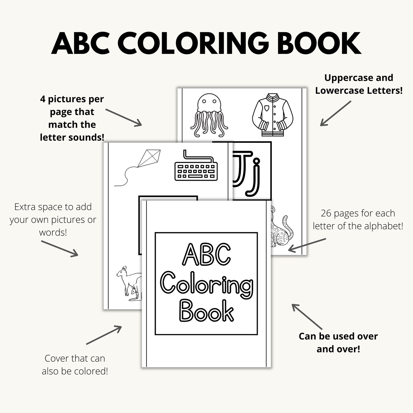 ABC Coloring Book Alphabet Coloring Book ABC Prek Preschool Practice ...