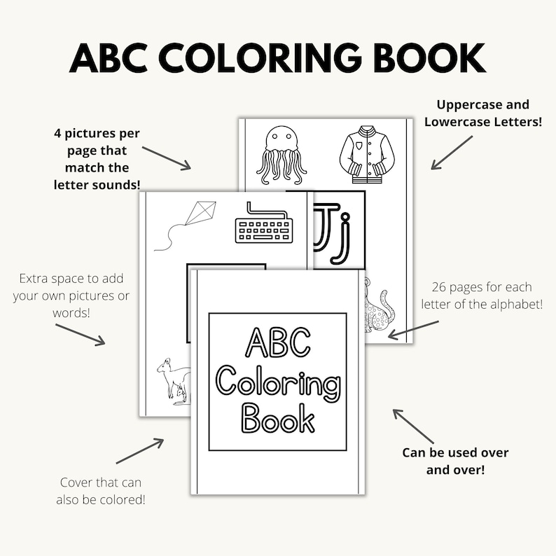 ABC Coloring Book Alphabet Coloring Book ABC Prek - Etsy