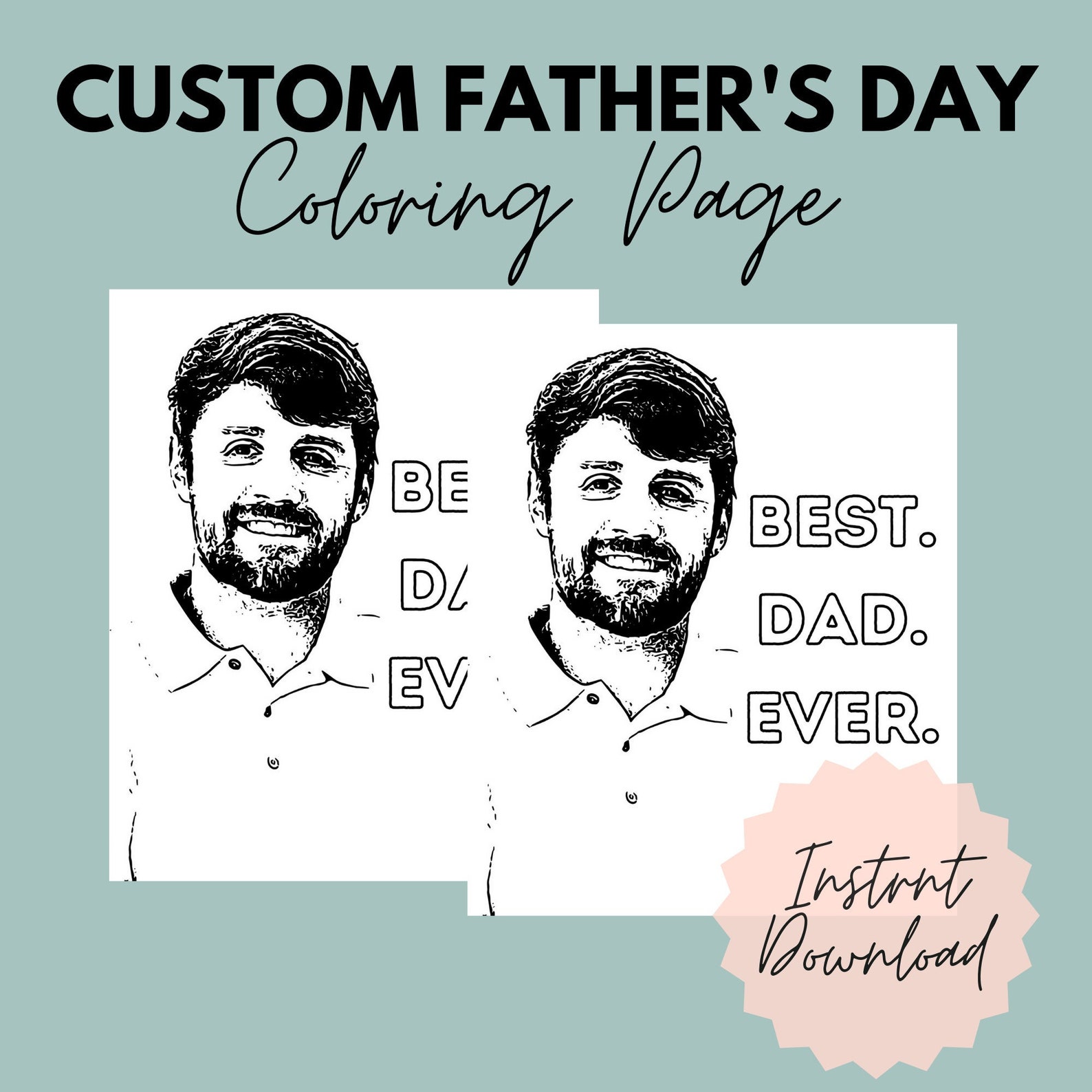 Digital Father's Day Coloring Page Father's Day Card | Etsy