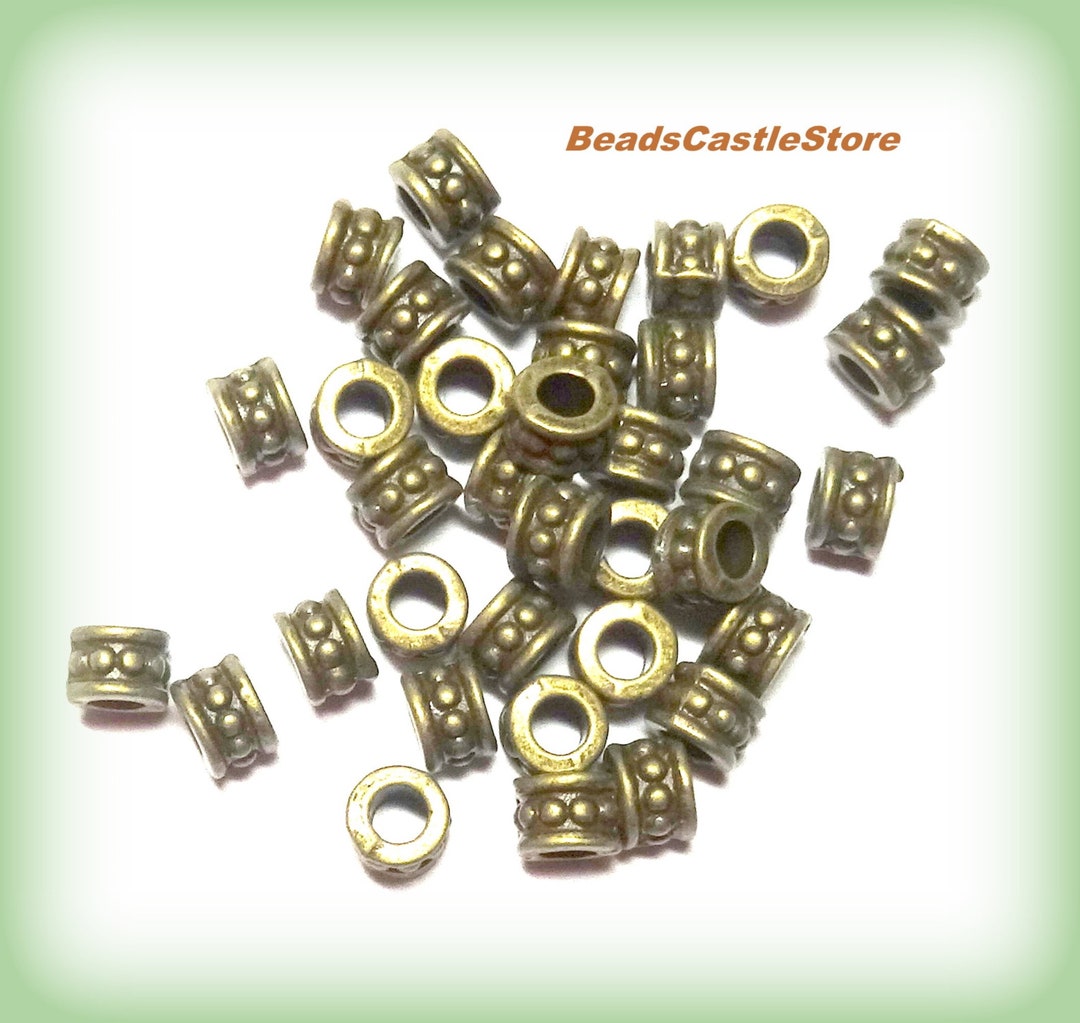 50 Bronze Spacer-cylinder Bead-antique Bronze Tone Metal Bead-jewelry ...
