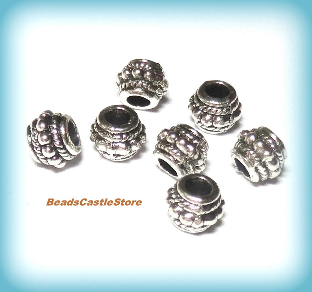 20-40 Antique Silver Color Spacers-dot Carved Metal Beads-8mm X 6.5mm ...