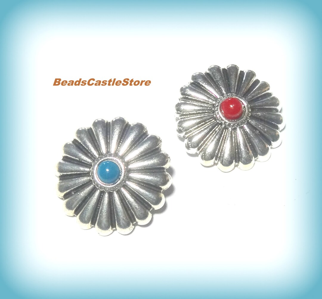 3-5-6 Shank Buttons-large Red or Teal Concho Buttons-antique Silver ...