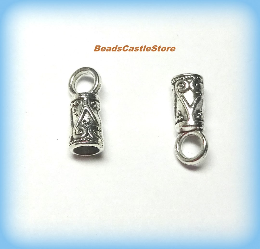 10-20-40 Cord End Caps With Loop-antique Silver Color-metal Cord Ends ...