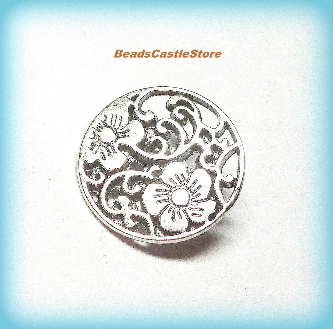 Floral Carved Buttons-antique Silver Color-metal Shank Button-option of ...