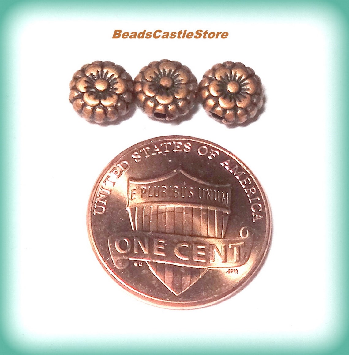 40-80 Antique Copper Color Beads-floral Spacer-round Metal Bead-7.5mm X ...