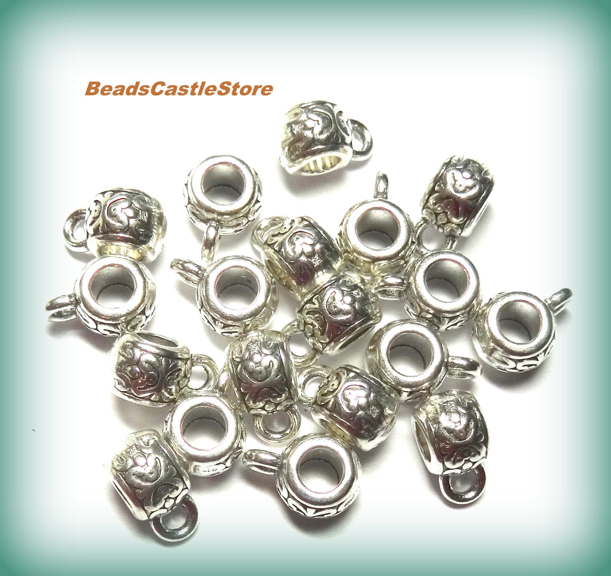 20-40 Bail Beads-silver Metal Hangers-bail Spacers-charm - Etsy