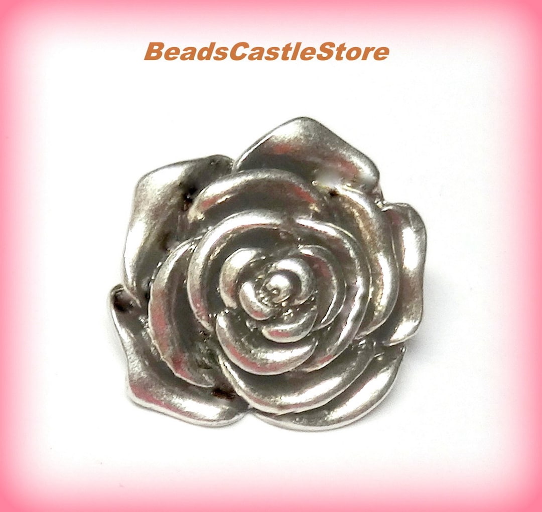 2-6-10 Rose Antique Silver Shank Buttons-flower Metal Fastener-rose in ...