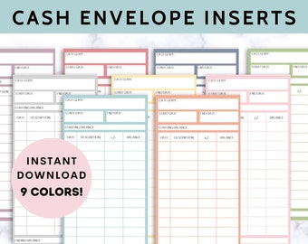Cash Envelope Inserts Tracker Printable PDF Budgeting - Etsy