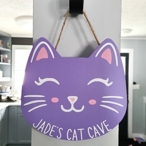 Cat Decor for Kids Room, Cat Themed Nursery Art, Pastel Cat Art, Wood ...