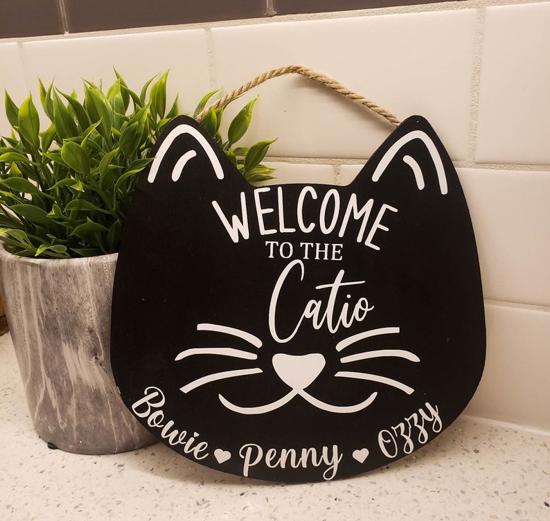 Welcome to the Catio Wood Sign Cat Head Sign Cat House Sign - Etsy Canada
