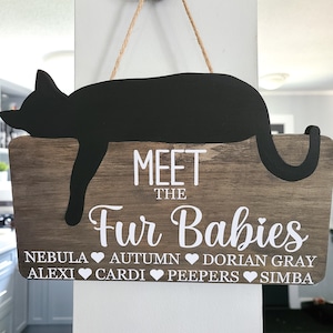 Hand Painted Welcome to the Catio Sign, Wood Cat Shaped Sign, Hanging ...