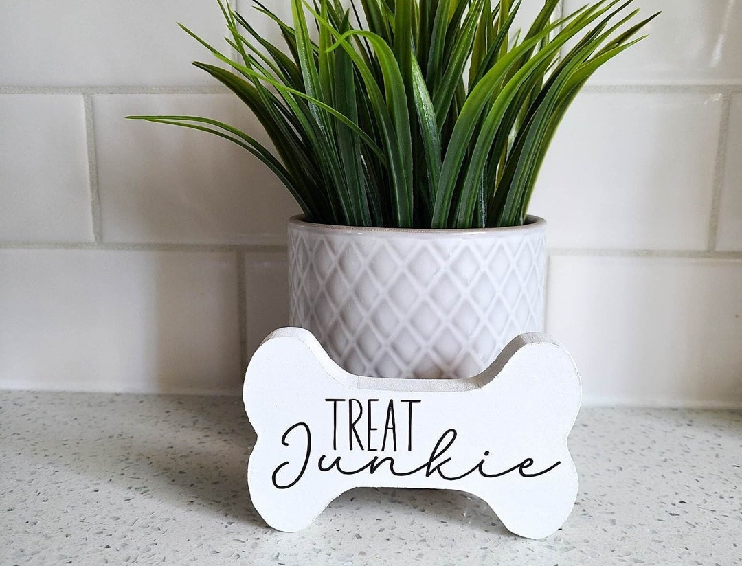 Dog Bone Treat Junkie Wood Sign, Dog Bone Tiered Tray Decor, Dog Tiered ...